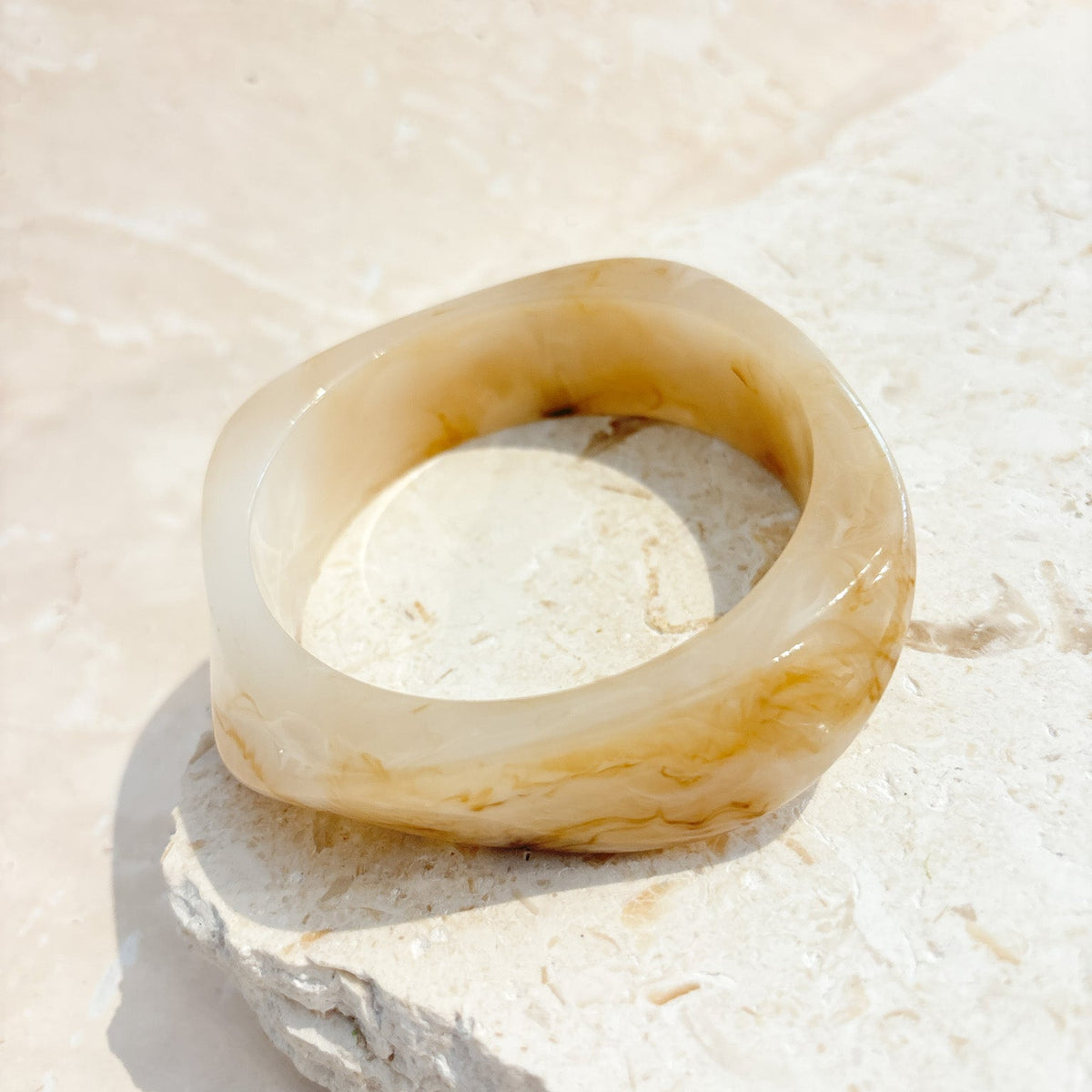 Lara Angular Bangle in Multi – Lustre & Sage