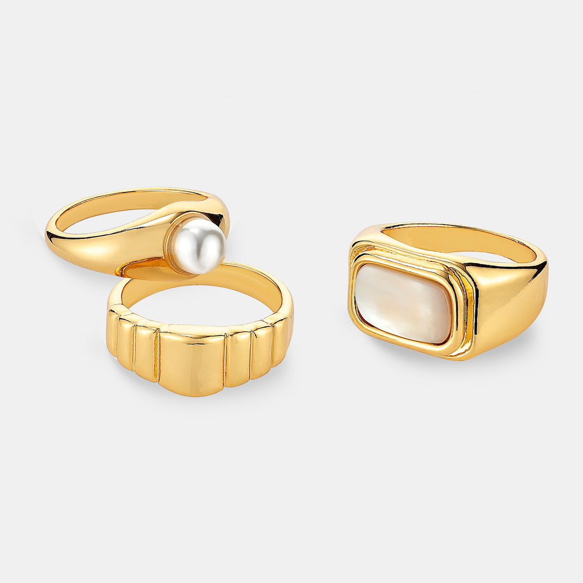 18K Gold Plated Daily Stacker Rings 3set – Lustre & Sage